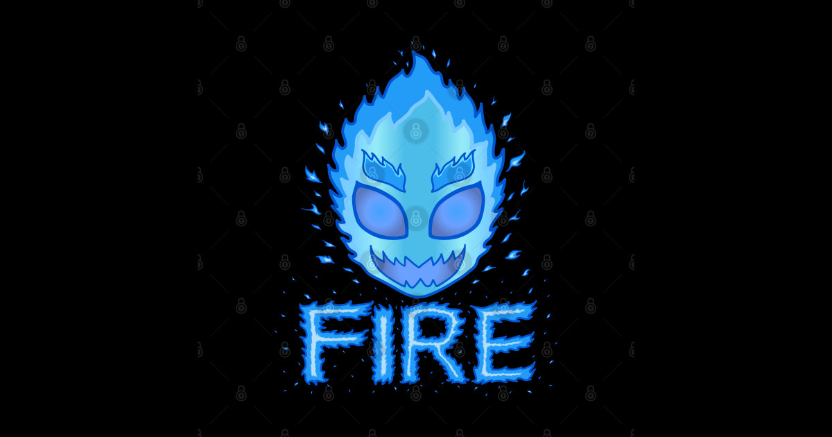 Blue Fire - Cartoon Art - Sticker | TeePublic