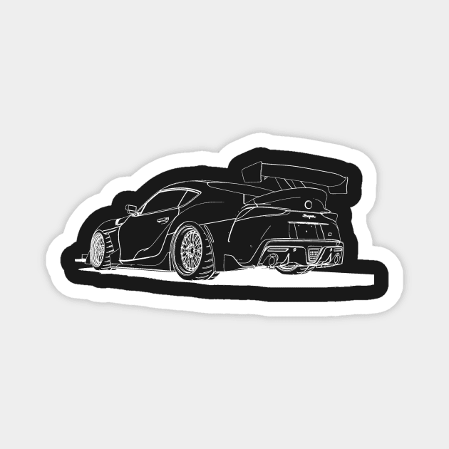 Supra JDM Wireframe White Drawing - Classic - Magnet | TeePublic