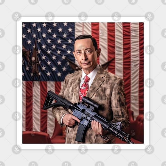 Pee Wee Herman with machine gun, USA flag behind - Pee Wee - Magnet ...
