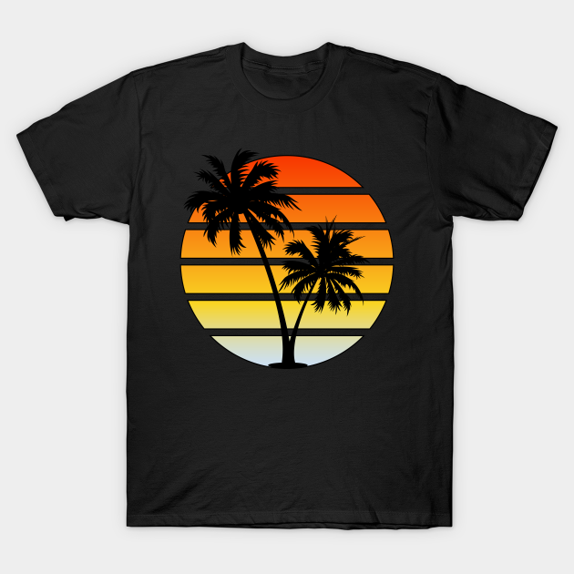 Orange sunset palm tree design - Sunset - T-Shirt | TeePublic