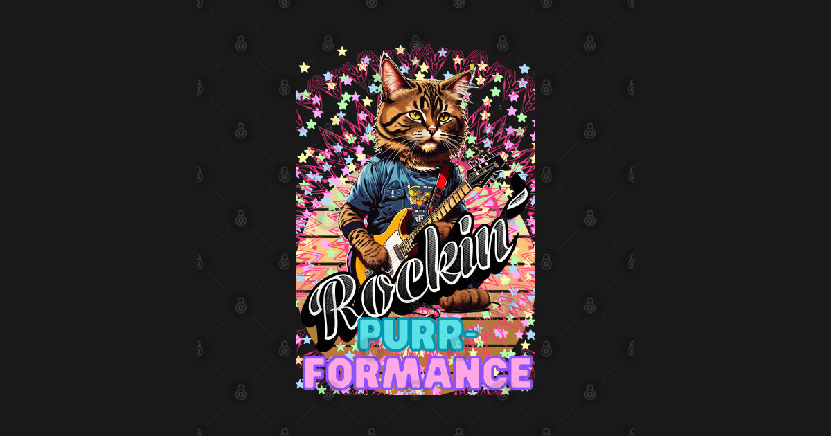 "Gato Rockero: Rockin' Purrformance" - Camisa Divertida De Gatos - T ...