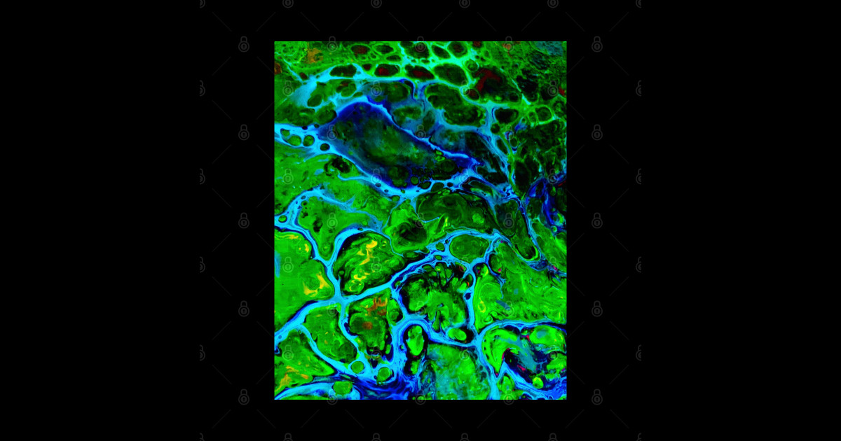 Blue lake acrylic pouring art - Acrylic - Sticker | TeePublic