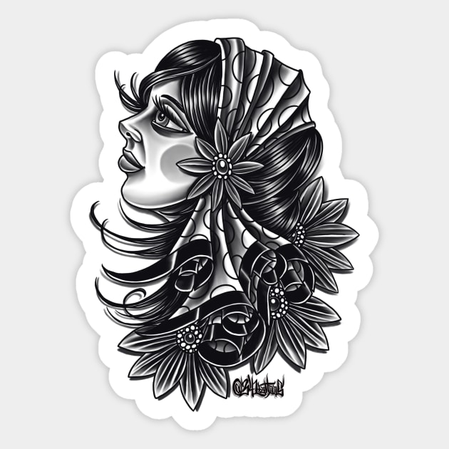 @341tattoos logo on front Gypsy Girl - Gypsy Girl - Sticker | TeePublic