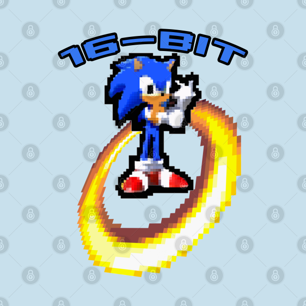 16 Bit Retro - Sonic The Hedgehog - 16 Bit Video Game - T-Shirt | TeePublic