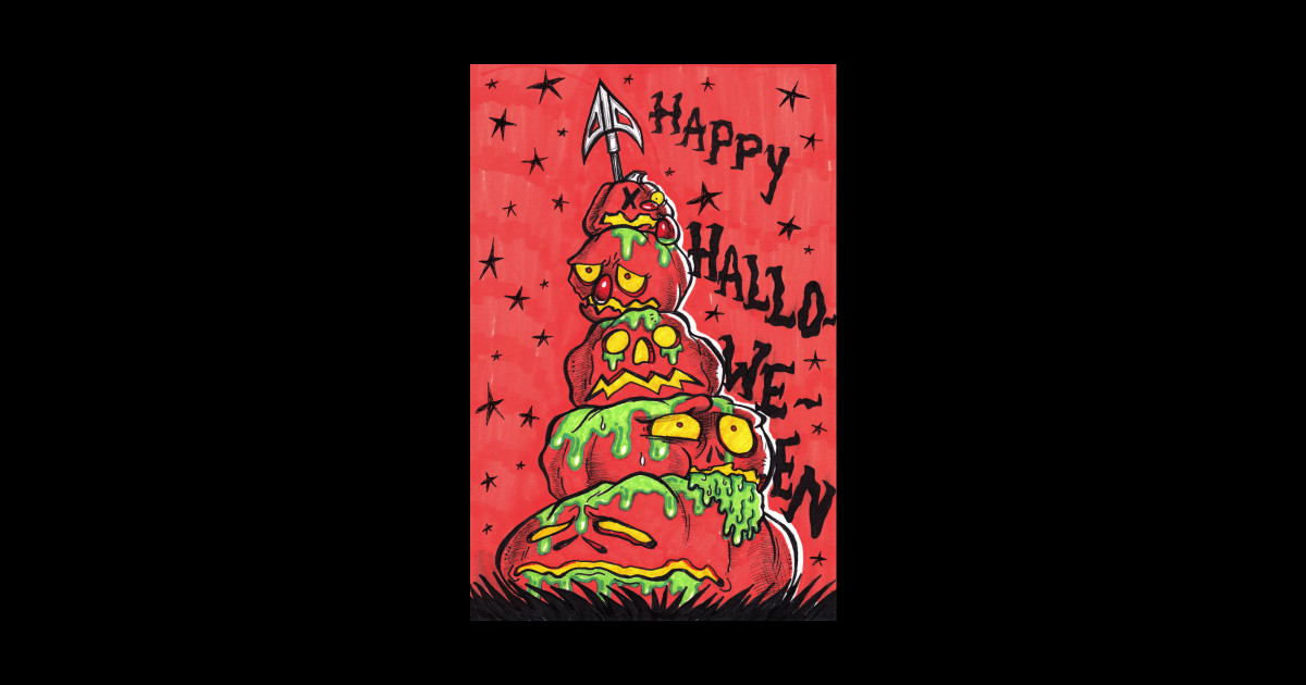 Creepy Halloween Impaled Oozing Pumpkins - Pumpkin Guts - Sticker ...