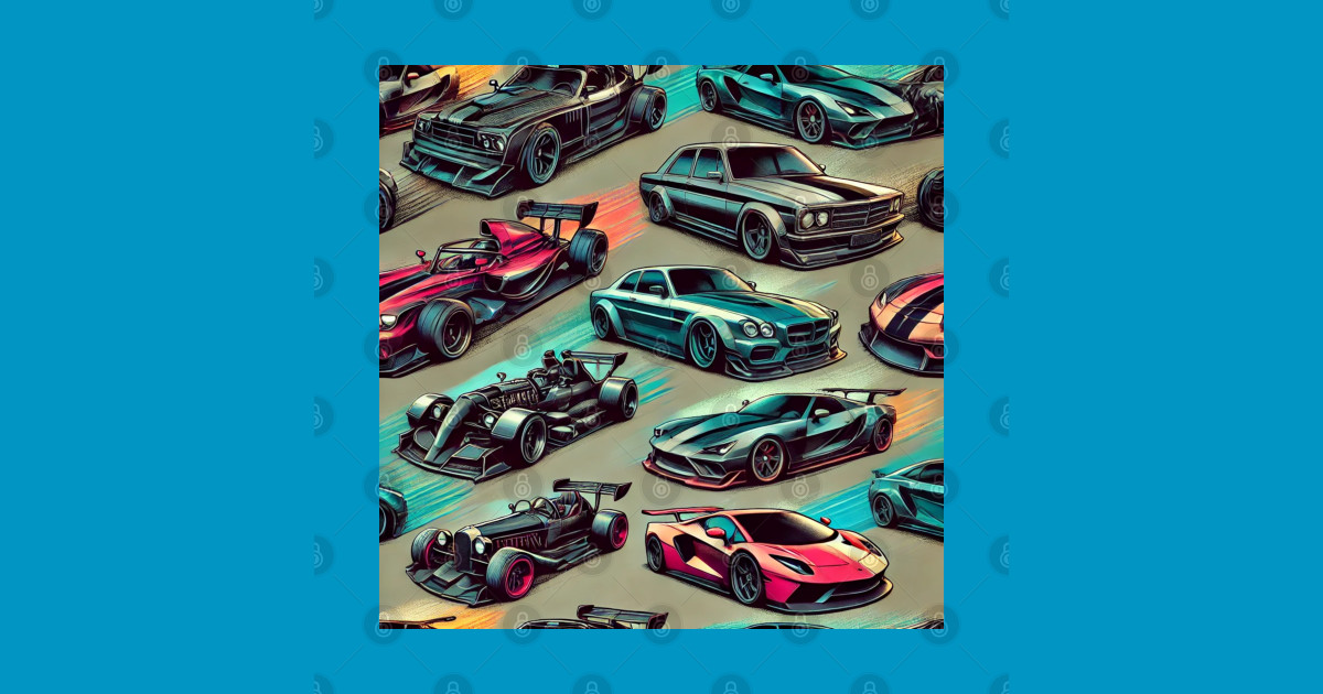 Retro Supercar and Racecar Pattern – Futuristic Racing Car Illustration ...