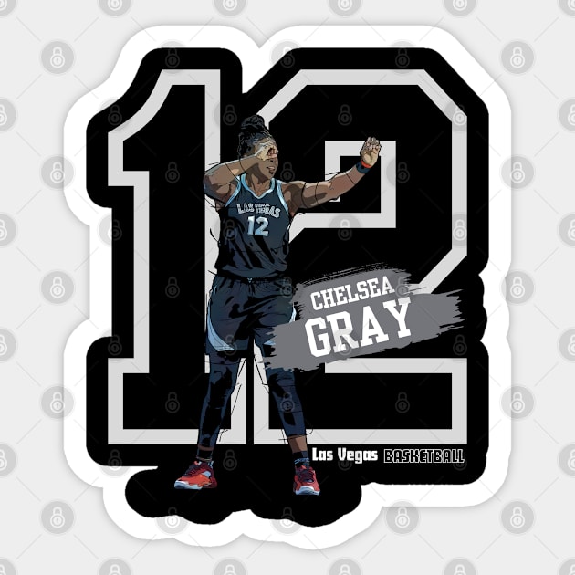 Las Vegas Chelsea Gray #12 Basketball Cartoon - Chelsea Gray - Sticker ...