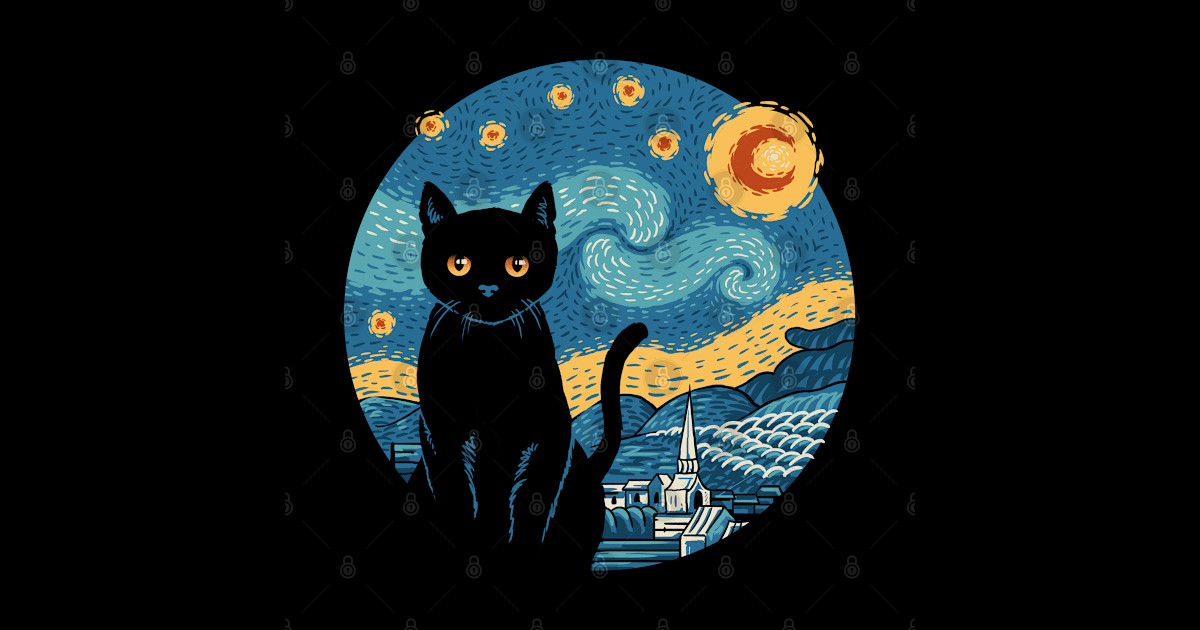 Purrfect Starry Cat - Cat - Posters and Art Prints | TeePublic