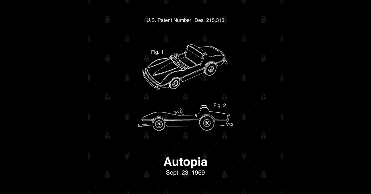 Autopia Patent Design - Autopia - Sticker | TeePublic