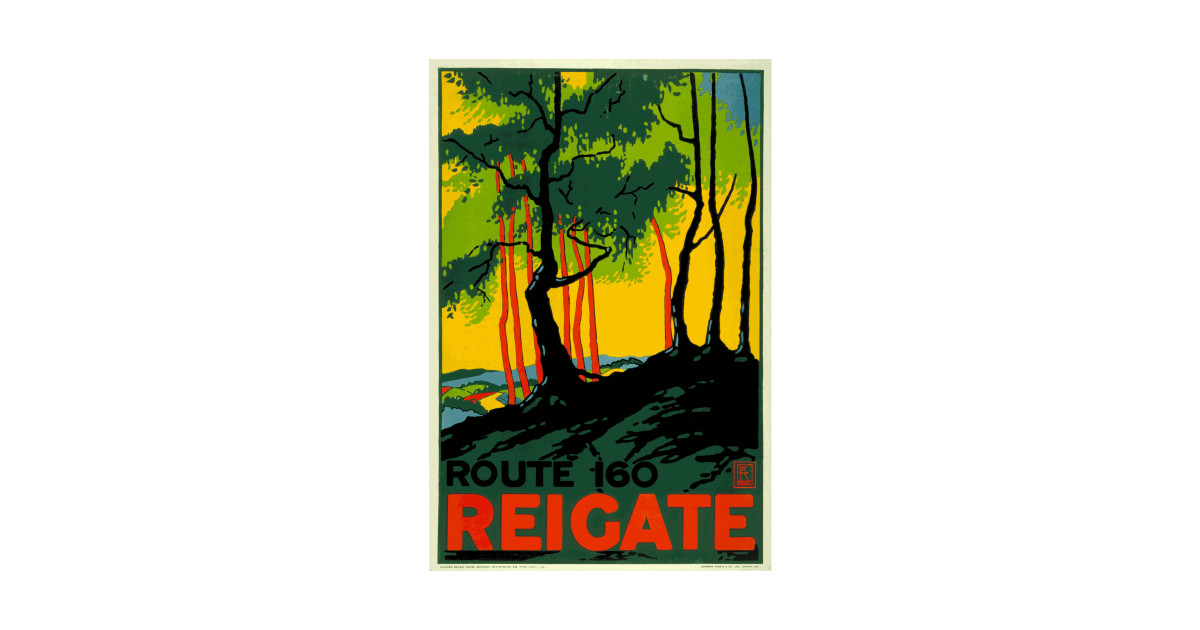 Reigate, England (Route 160) - Vintage Travel Poster - English Travel ...