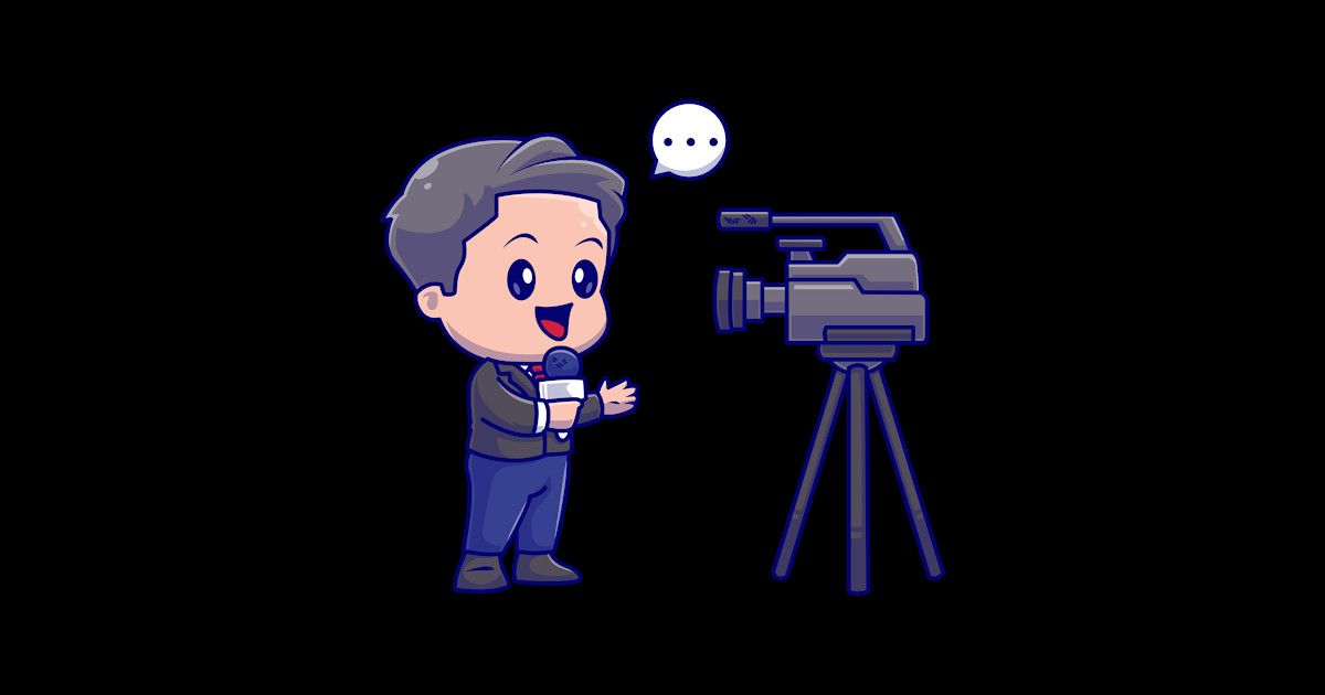 Cute Reporter Broadcasting News On Camera Cartoon - Cute Reporter ...