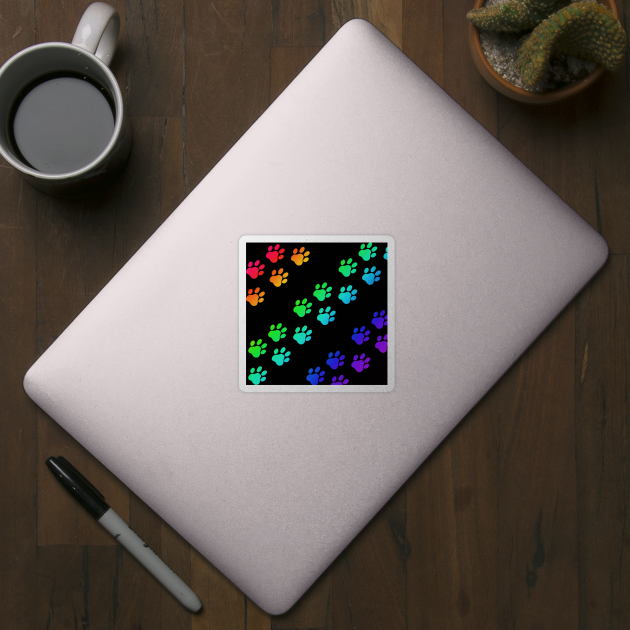Black rainbow paw prints - Paw Print - Sticker | TeePublic