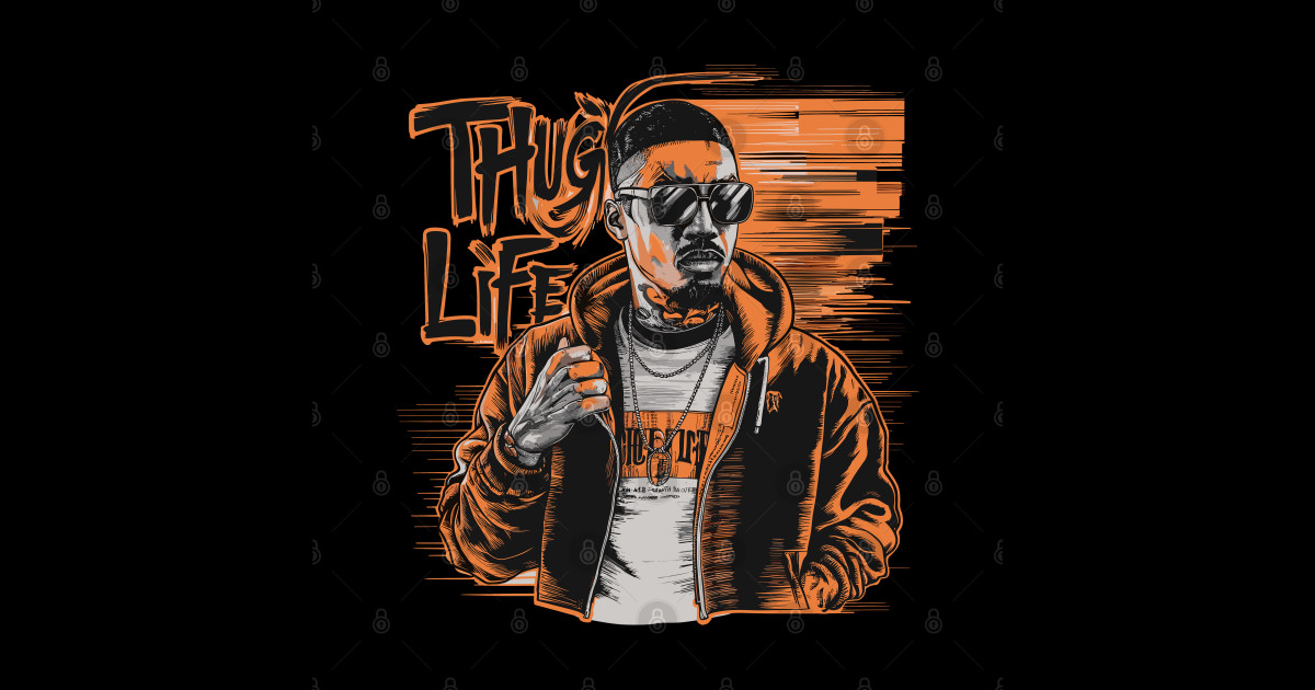 Dynamic Thug Life Design with Black Man - Thug Life - Sticker | TeePublic