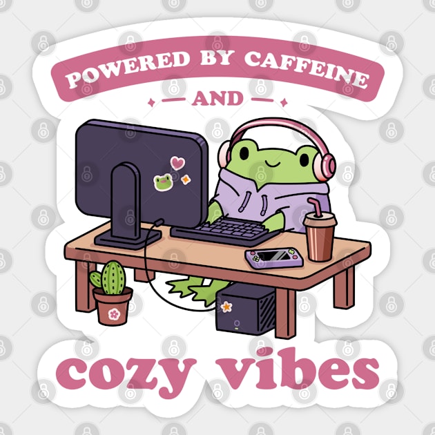 Cozy Gamer Frog - Cozy - Sticker | TeePublic