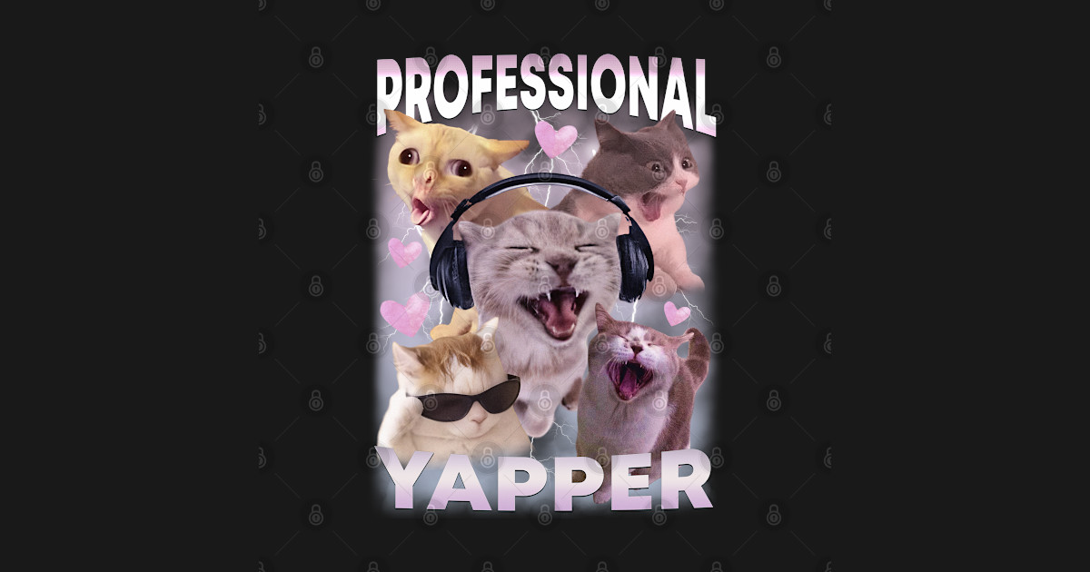 Cat Professional Yapper Funny Meme - Professional Yapper - T-Shirt ...