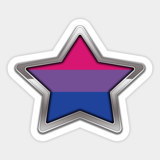 Large Bisexual Pride Flag Colored Star with Chrome Frame. - Bisexual ...