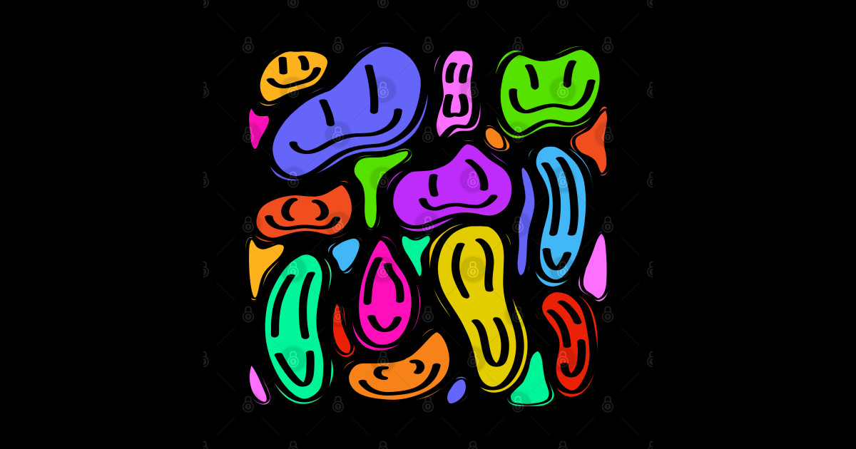 dripping and melting smiley faces pattern bright - Smiley Faces ...