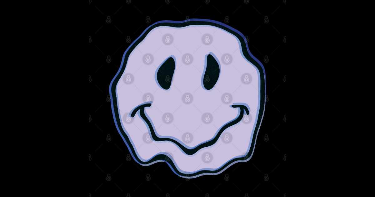 Blue melting smiley face - Drippy - Sticker | TeePublic
