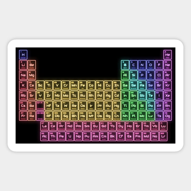 Rainbow Neon Glow Periodic Table - Periodic Table - Sticker | TeePublic