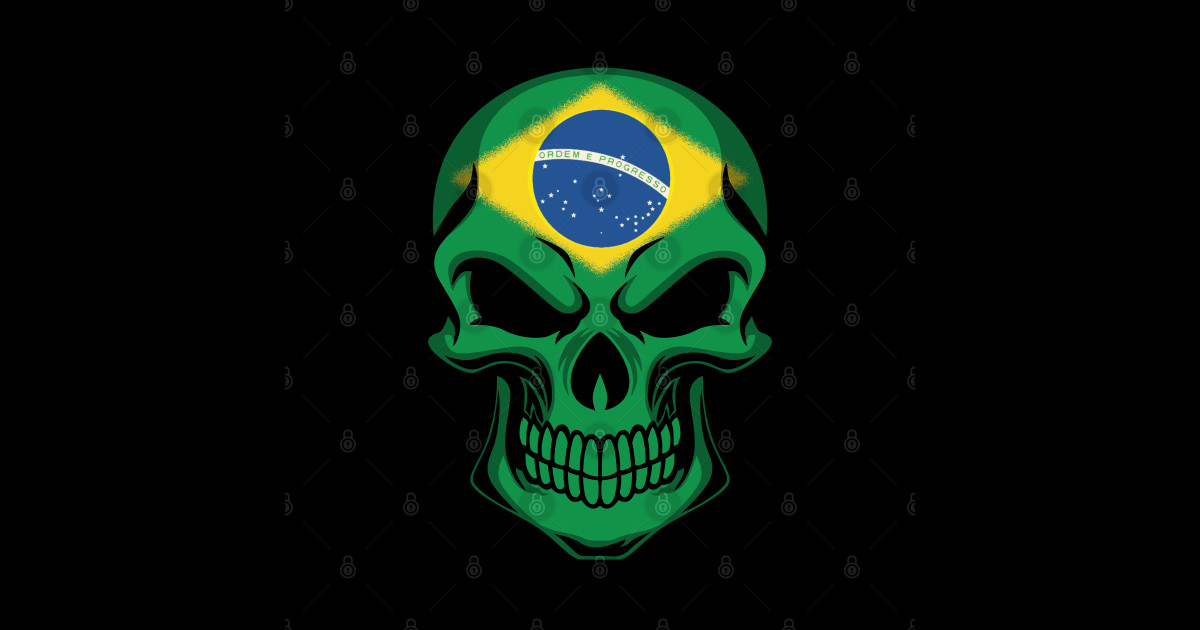 FLAG OF BRAZIL ON SKULL EMBLEM - Brazil - Posters and Art Prints ...