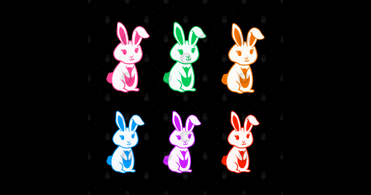Cute Little Rainbow Bunny Rabbits - Bunny Rabbit - Sticker | TeePublic