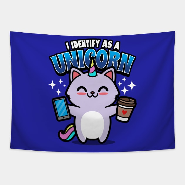 Funny Cute Gen Z Cat Unicorn Meme - Unicorn - Tapestry | TeePublic