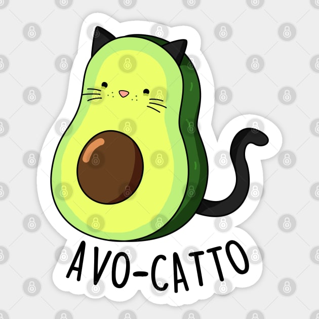 Avo-Catto Cute Funny Avocado Cat Pun - Avocado Pun - Sticker | TeePublic