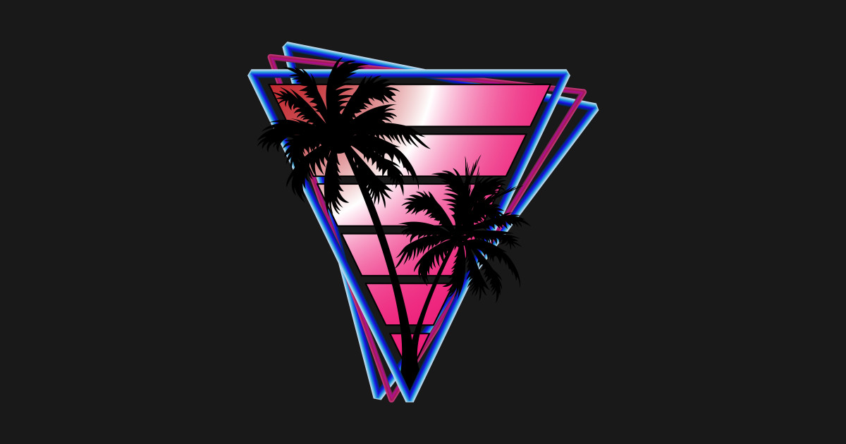 Retrowave style palm tree sunset pink wave - Chillwave - Kids T-Shirt ...