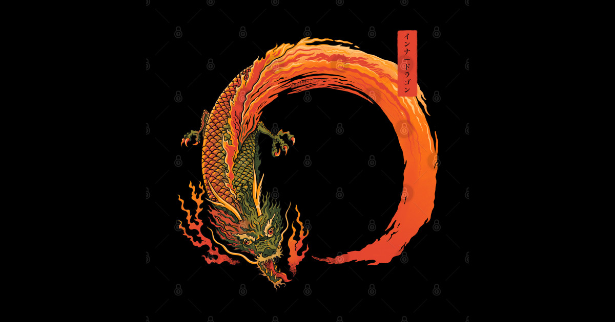 Enso Dragon Fire - Dragons - Sticker | TeePublic