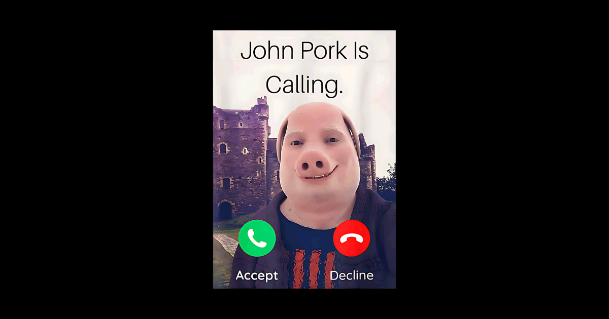 John Pork is calling Funny Brainrot - John Pork - Sticker | TeePublic