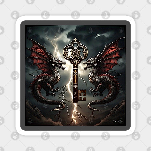 dragons and keys 2025 tileartwork - Dragons And Keys - Magnet | TeePublic