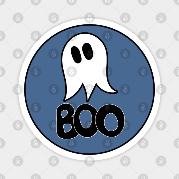 Cute ghost cartoon BOO text in a blue circle frame - Cute Ghost Boo ...