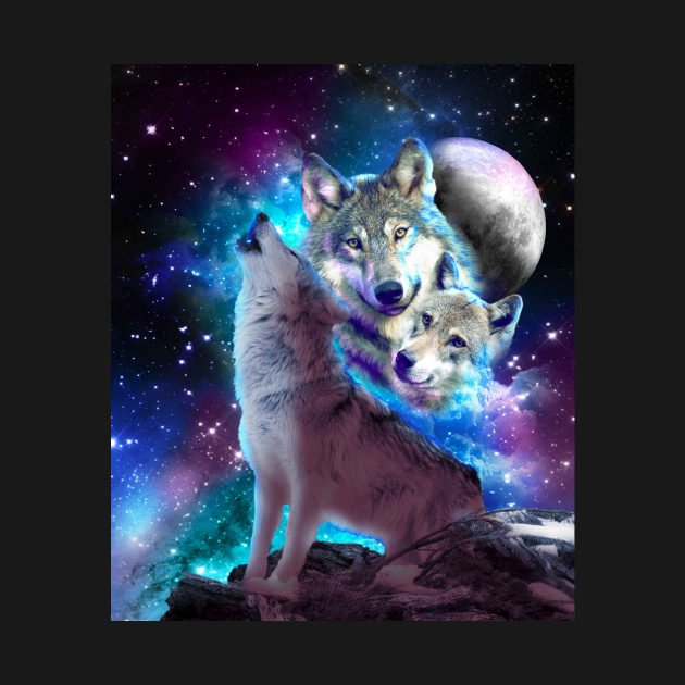 Cosmic Space Wolf Wolves Family Howling At Moon - Cosmic Space Wolf ...