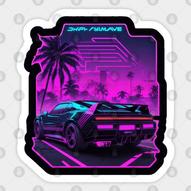 Synthwave car aesthetic - Synthwave Car - Sticker | TeePublic