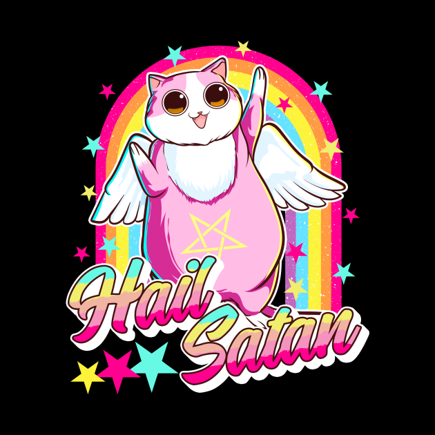 Cute Hail Satan Cat Rainbow Kitty Heavy Metal - Hail Satan Cat - Pin ...