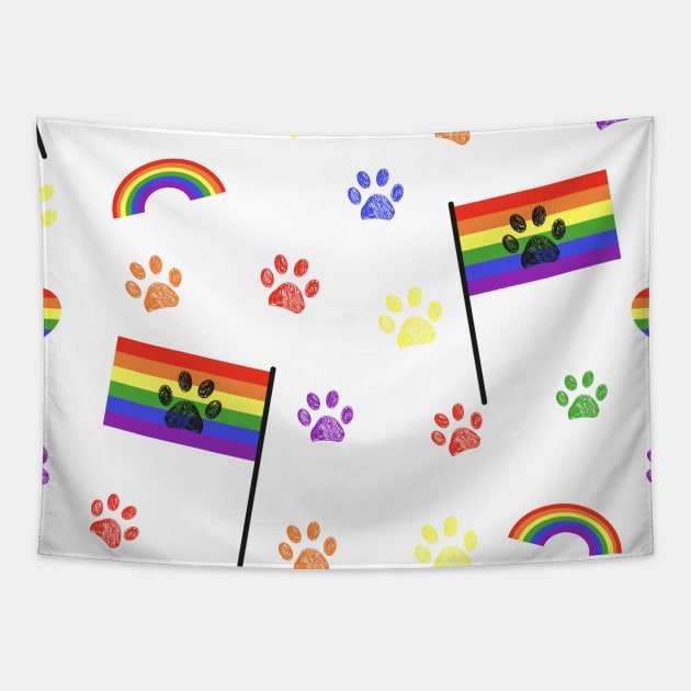 Rainbow pride flag lgbt with paw prints - Rainbow Pride Flag Lgbt With ...