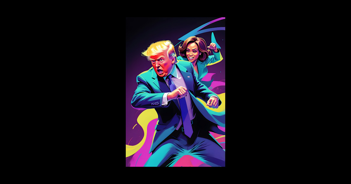 Donald Trump and Kamala Harris Neon-Style Design - Vibrant Political ...
