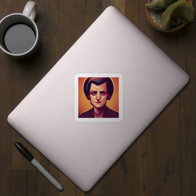 Ayn Rand portrait | Comics style - Ayn Rand - Sticker | TeePublic
