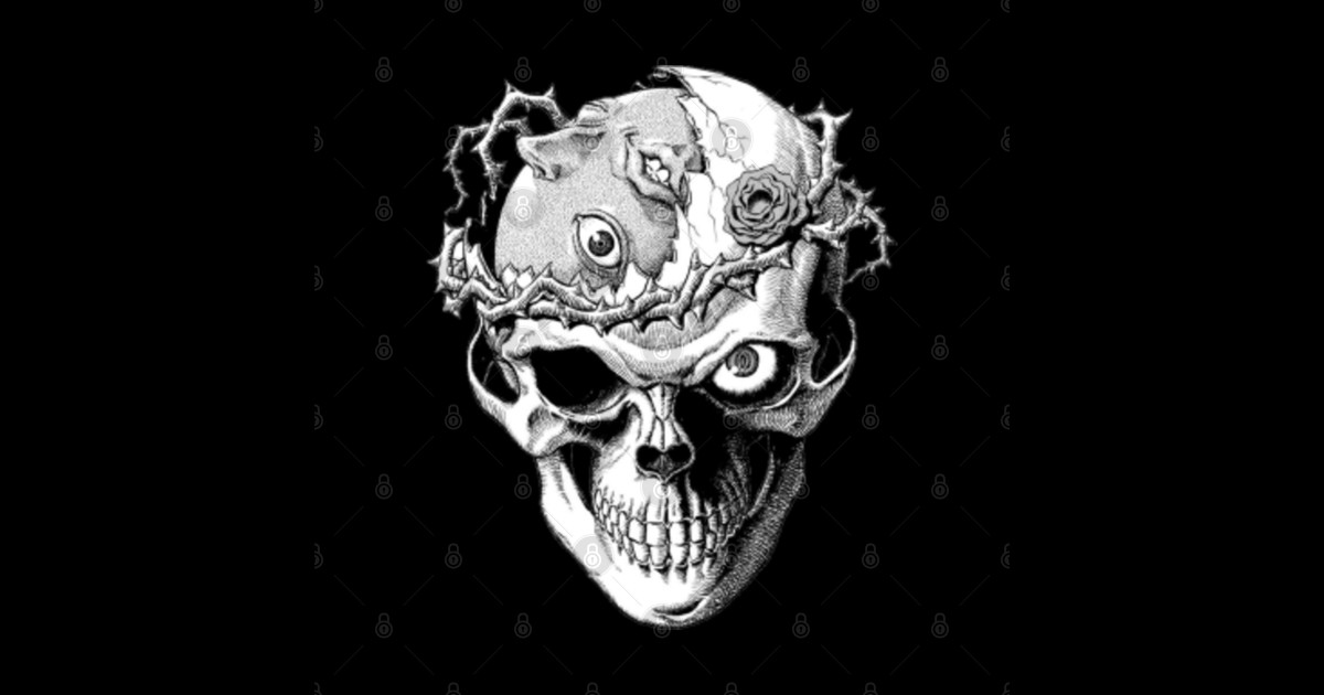 Berserk- Skull with Behelit - Berserk - Sticker | TeePublic