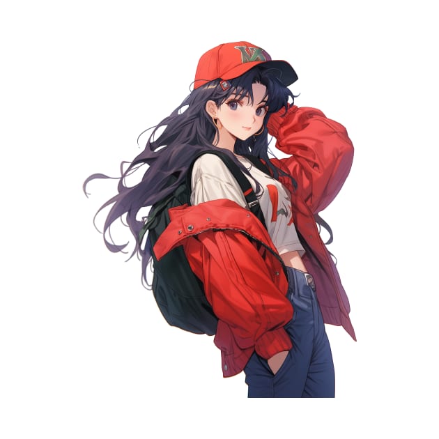 Misato Katsuragi Anime girl Illustration streetwear - Evangelion - T ...