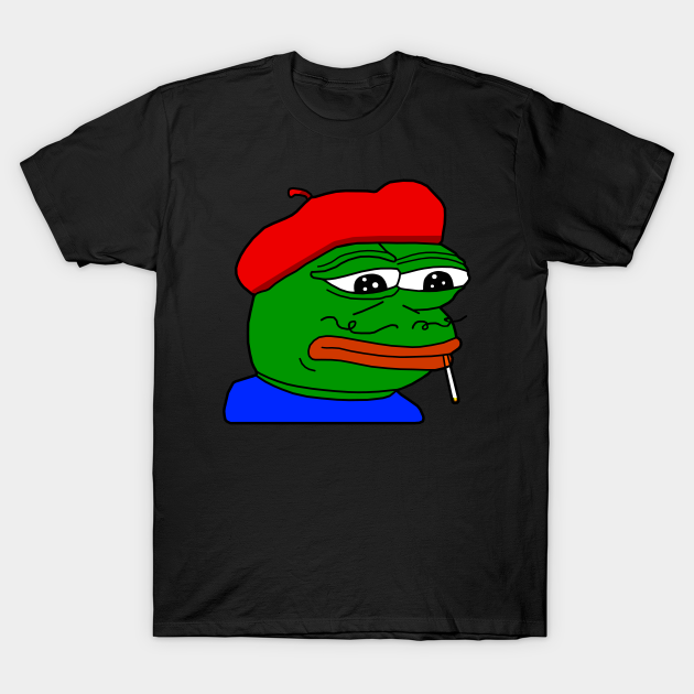 Sad Frenchman Pepe Beret - French Pepe - T-Shirt | TeePublic