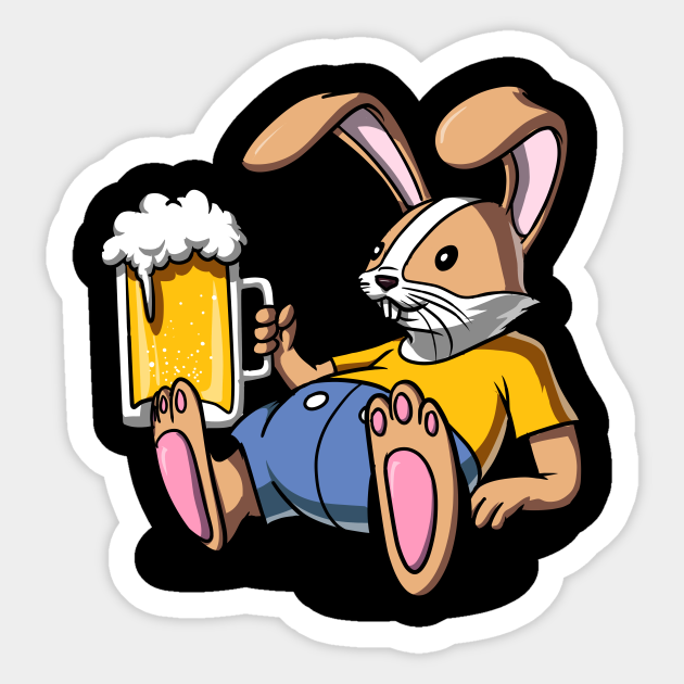 Rabbit Beer Drinking Party Funny Bunny - Bunny Beer - Sticker | TeePublic