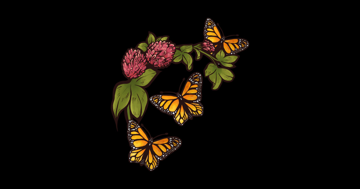 Red Clover Monarch Butterflies - Monarch Butterflies - Sticker | TeePublic