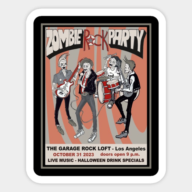 Zombie rock party - Zombie Rock Party - Sticker | TeePublic