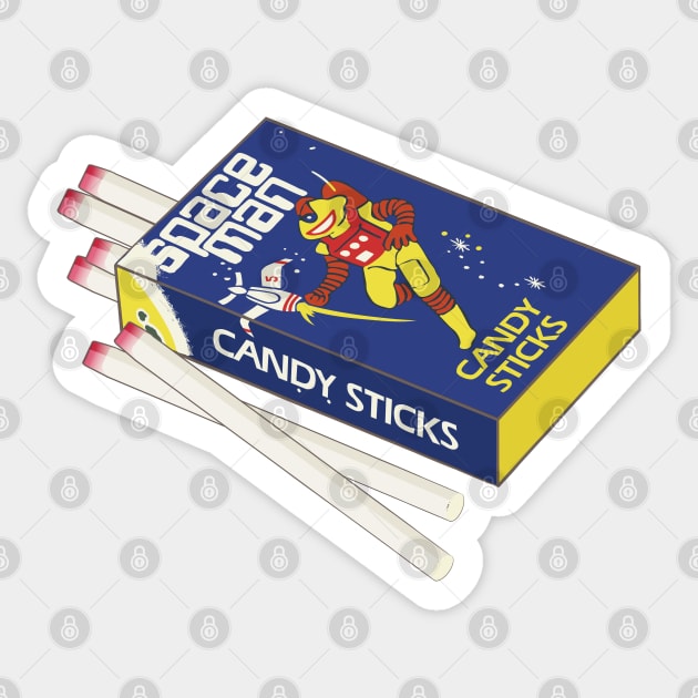 Spaceman Candy Sticks Digital Illustration - Spaceman - Sticker | TeePublic