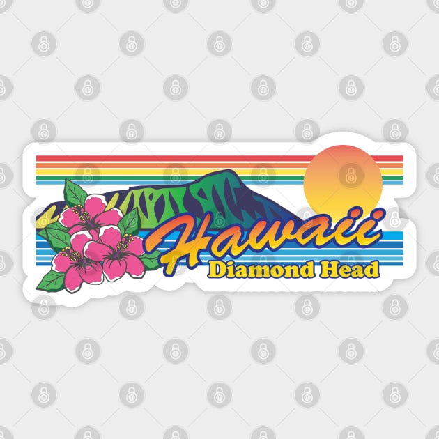Hawaii Diamond Head - Rainbows - Sticker | TeePublic