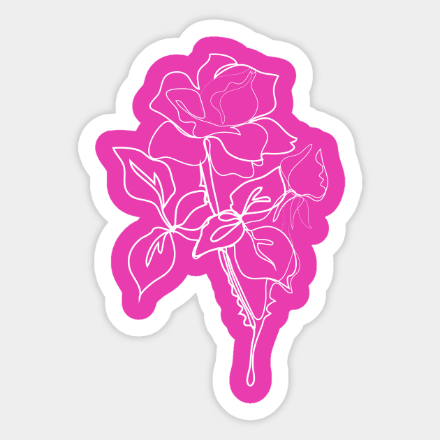 single line rose - Single Line Rose - Sticker | TeePublic