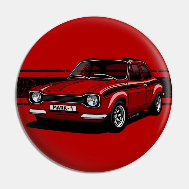 The iconic Mexico MK1 with black stripes - Ford Escort - Pin | TeePublic