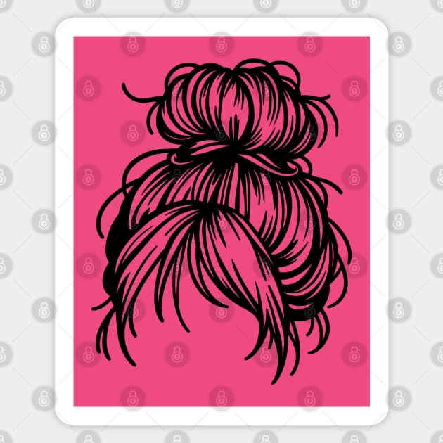 Messy Bun Hair - Messy Bun - Sticker | TeePublic