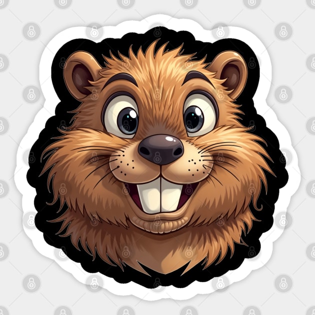 Cute Cartoon Beaver Face - Funny Beaver - Sticker | TeePublic